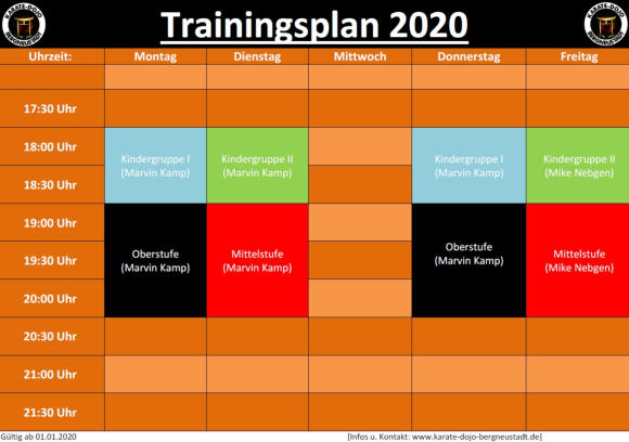Trainingsplan | Karate Dojo Bergneustadt